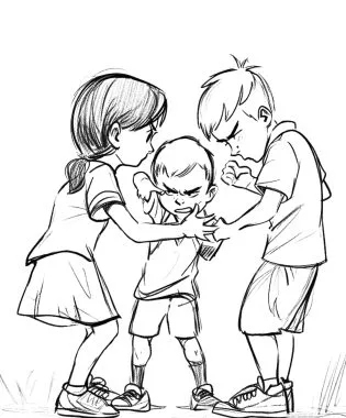 School bullying, drawings to colour and reflect upon